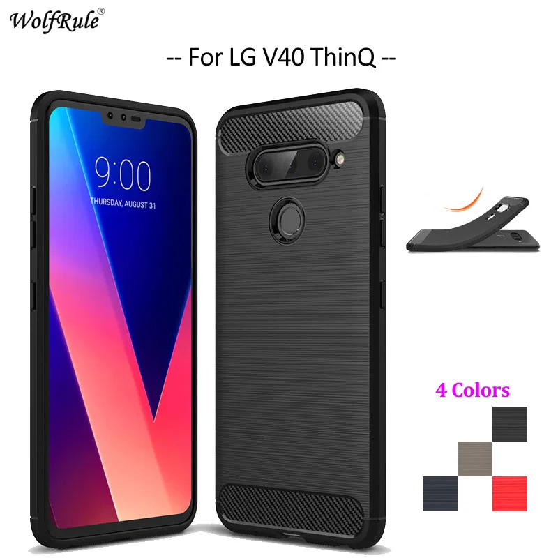 Carbon Fiber Phone Case For LG V40 ThinQ Case Soft TPU Back Cover For ...