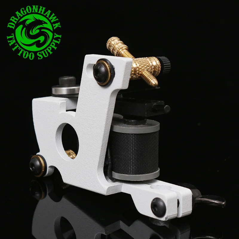 Handmade Tattoo Machine Liner and Shader 10 Wrap Coils Iron White ...