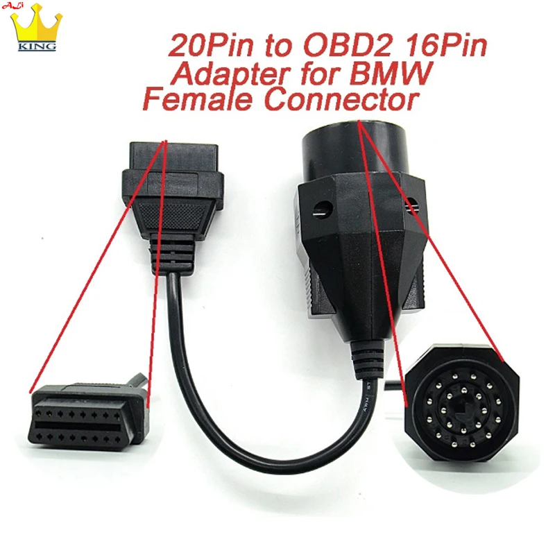 OBD Adapter for BMW 20pin to OBD2 16PIN Female Connector e36 e39 X5 Z3 ...