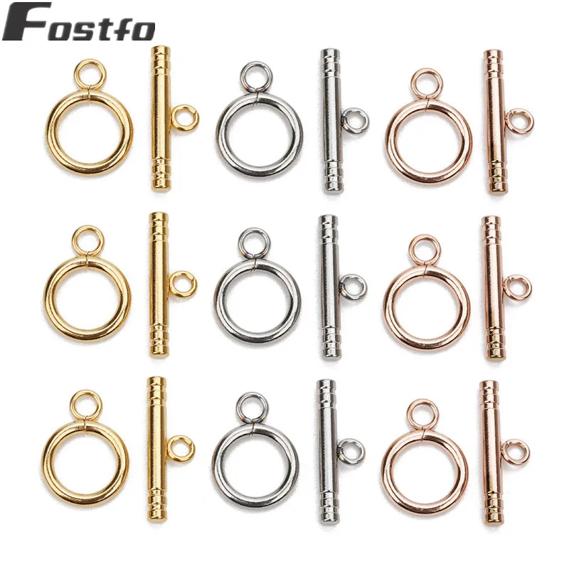 4 set/lote de acero/oro rosa de acero inoxidable de Color corchetes OT ...