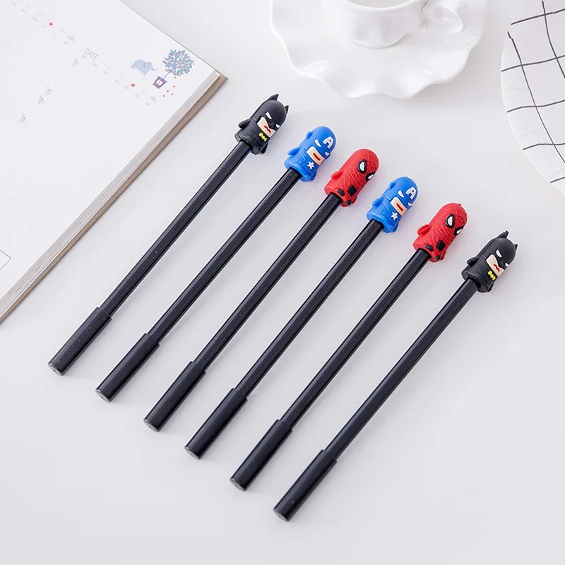 Kawaii Cartoon Stationery Mini Super Hero Gel Pen Spiderman Captain ...