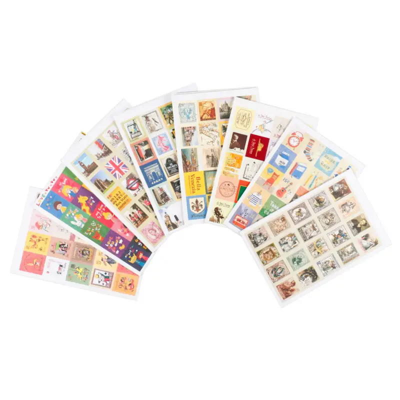 3 sheets/lot 240 pcs Scrapbook Stickers Vintage Retro Stamp Decorative ...