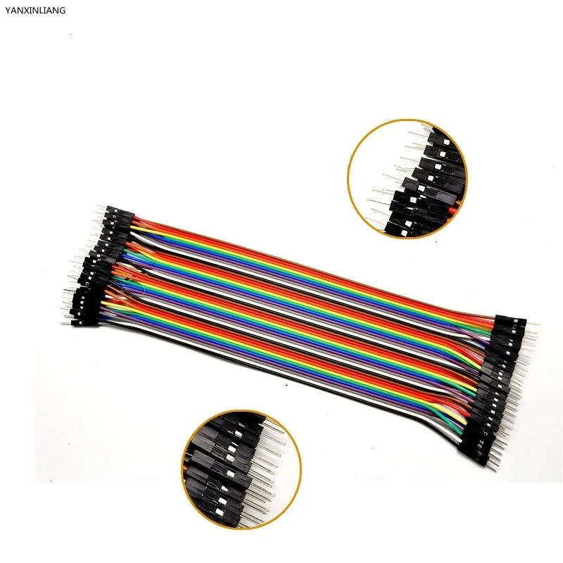 40pcs in Row Dupont Cable 20cm 2.54mm 1pin 1p 1p Male to Male jumper ...