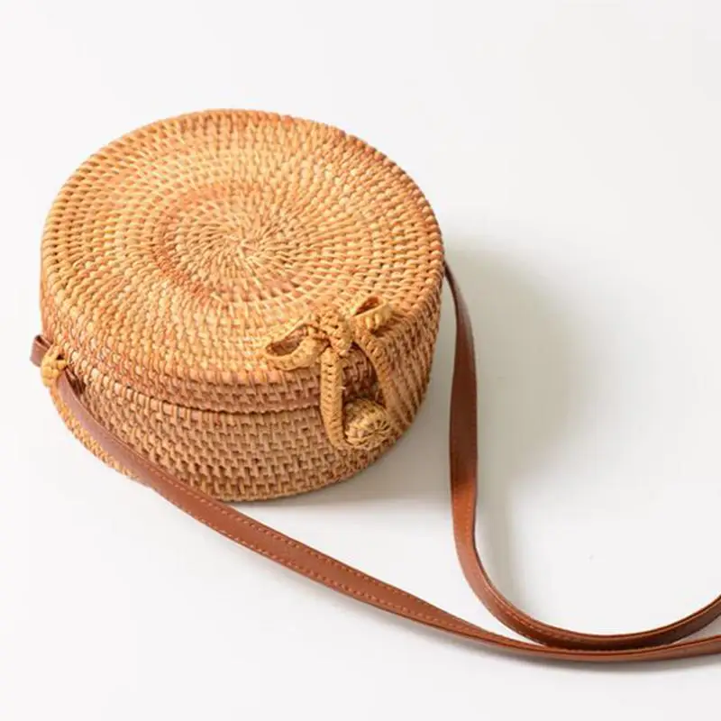 Vietnam Hand Woven Bag Round Rattan Straw Bags Bohemia Style Beach ...