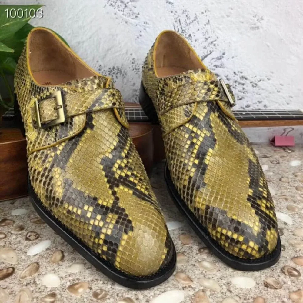 100% Genuine real genuine python skin dress men shoe luxury quality ...