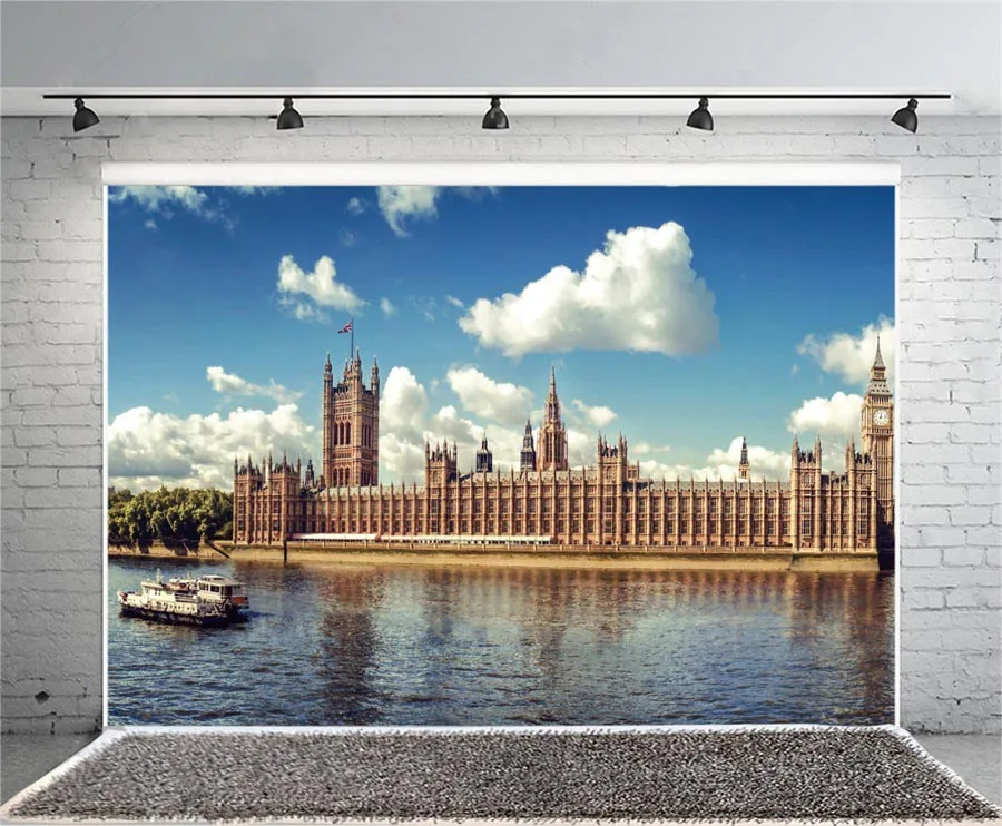 Laeacco UK Big Ben Parliament Landscape Photography Backdrops Vinyl ...