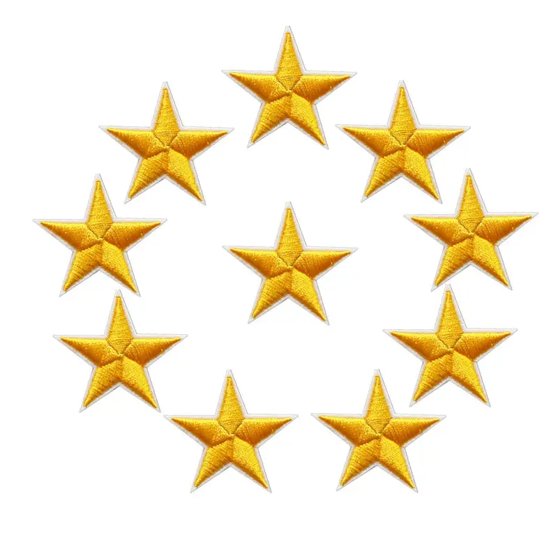 10PCS Yellow Stars Embroidered Patches Sew Iron On Badges For Dress Bag ...