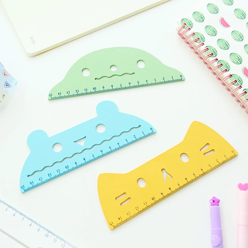 Korea stationery cute animal wooden ruler measurement scale ruler 15CM ...