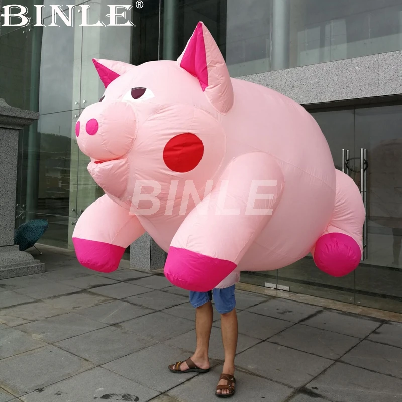 Attractive lovely cartoon animal walking inflatable pink pig mascot ...
