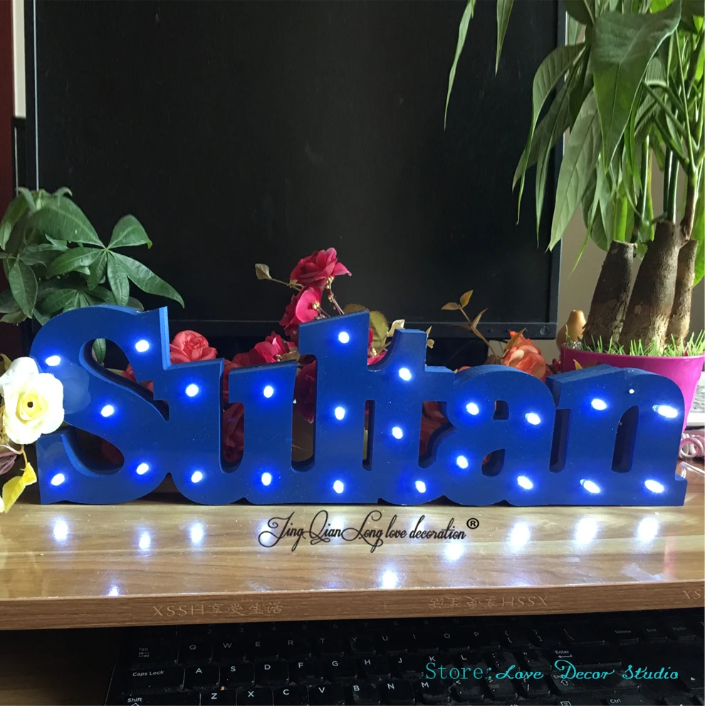Custom-Blue-Baby-name-Bespoke-luxury-gift-Light-up-letters-bespoke ...