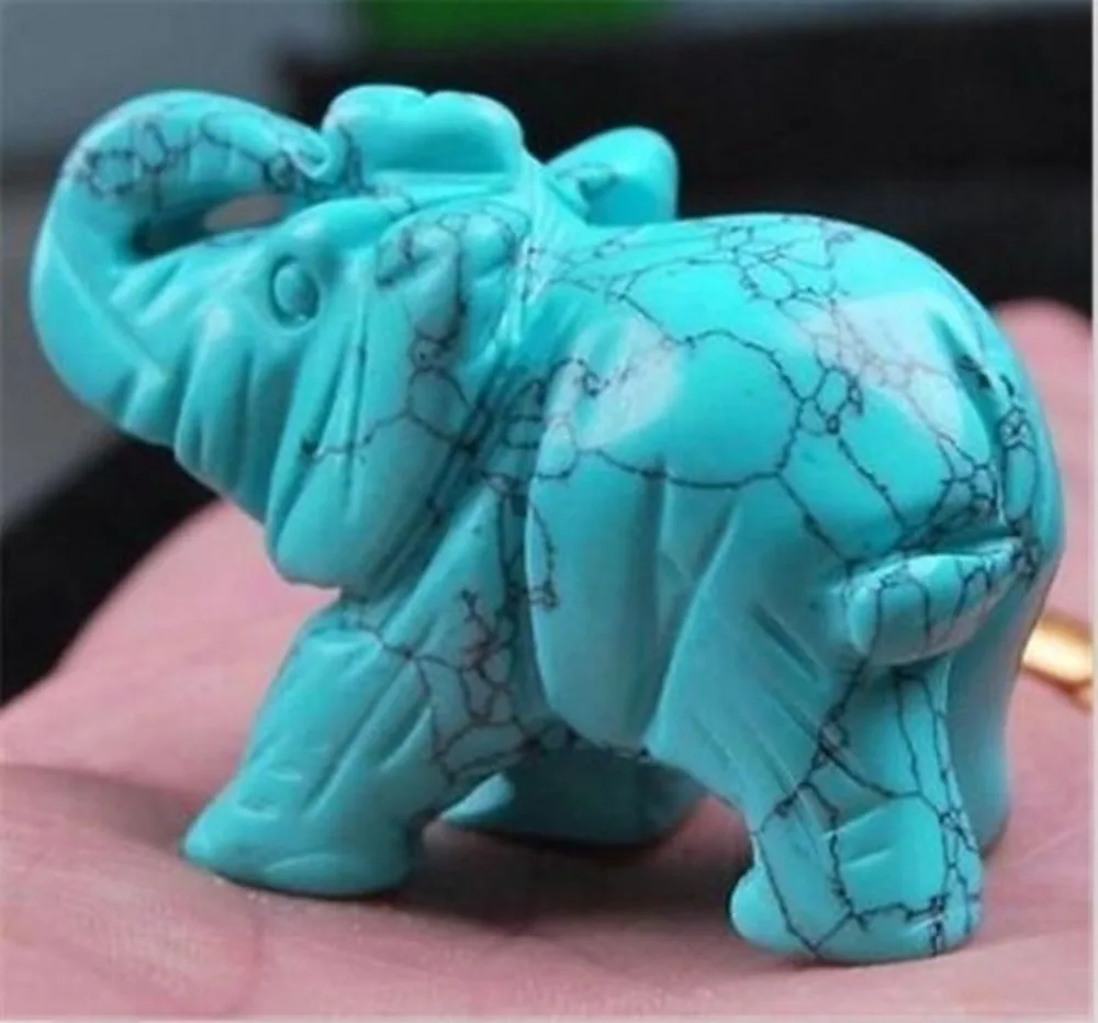 Elaborate Lovely Artificial Turquoise Hand Carved Elephant Animal ...