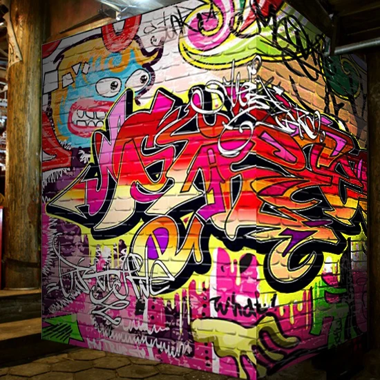 3D mural graffiti effect engineering club bar KTV lounge bar living ...