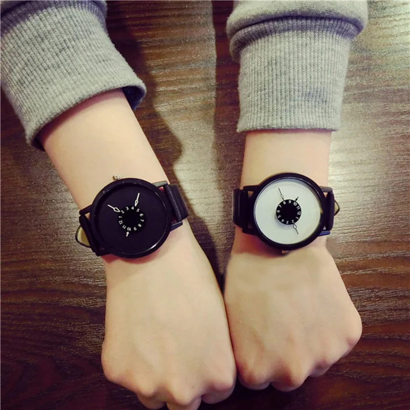 Simple-Fashion-Korean-Lovers-Couple-Quartz-Watch-Leather-Clock-Men-And ...