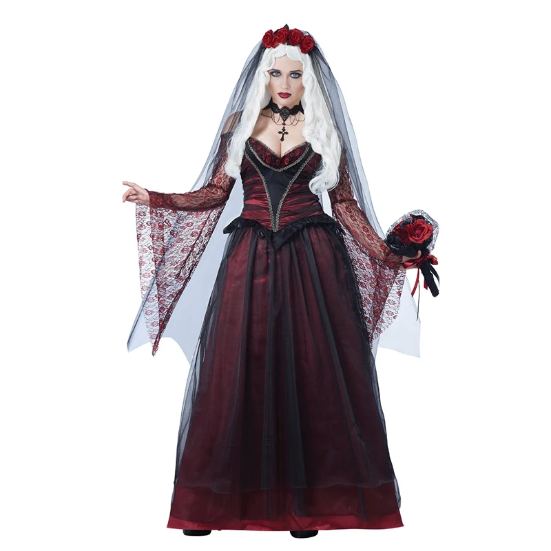 Vocole Halloween Gothic Deluxe Sexy Ghost Bride Costume Cosplay Scary ...