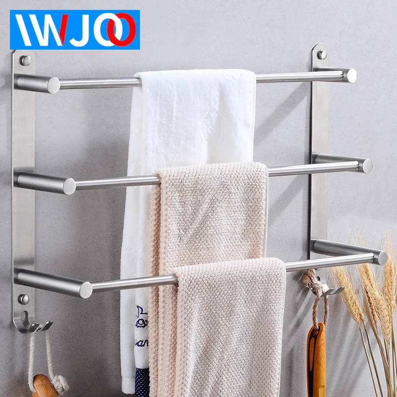 Stainless Steel Towel Bar Bathroom Towel Holder Three Layer Towel Rack Stainless Steel Towel Bar Bathroom Towel Holder Three Layer Towel Rack