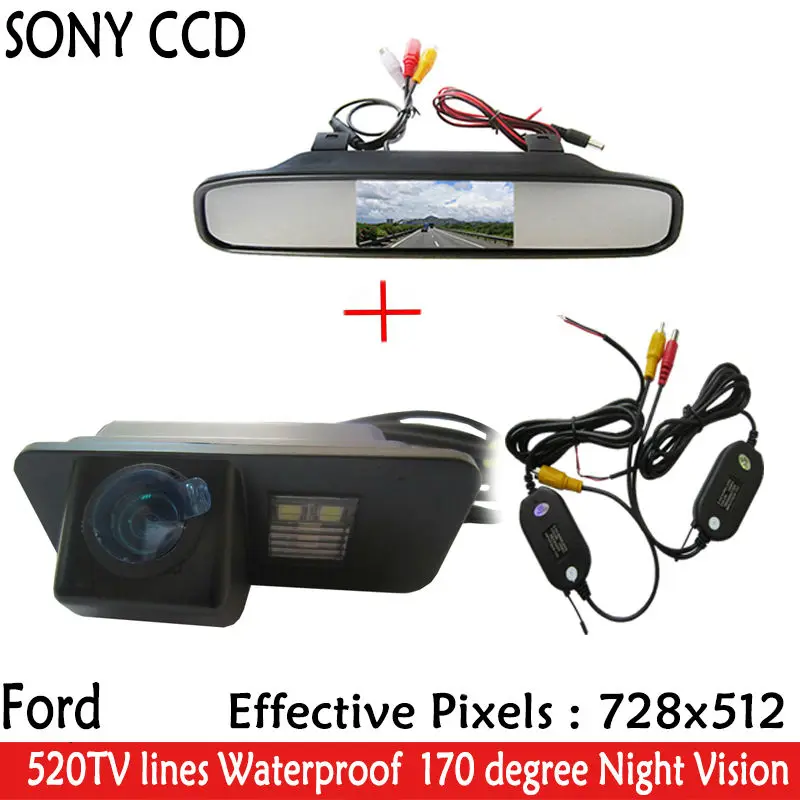 4.3inch Parking Car Rearview Mirror Monitor+night Vision Car Rearview ...