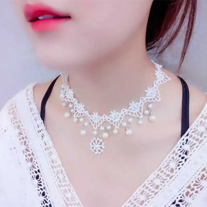 Hot Cheap Fashion Necklaces Creative Ladies White Lace Pendant Necklace ...