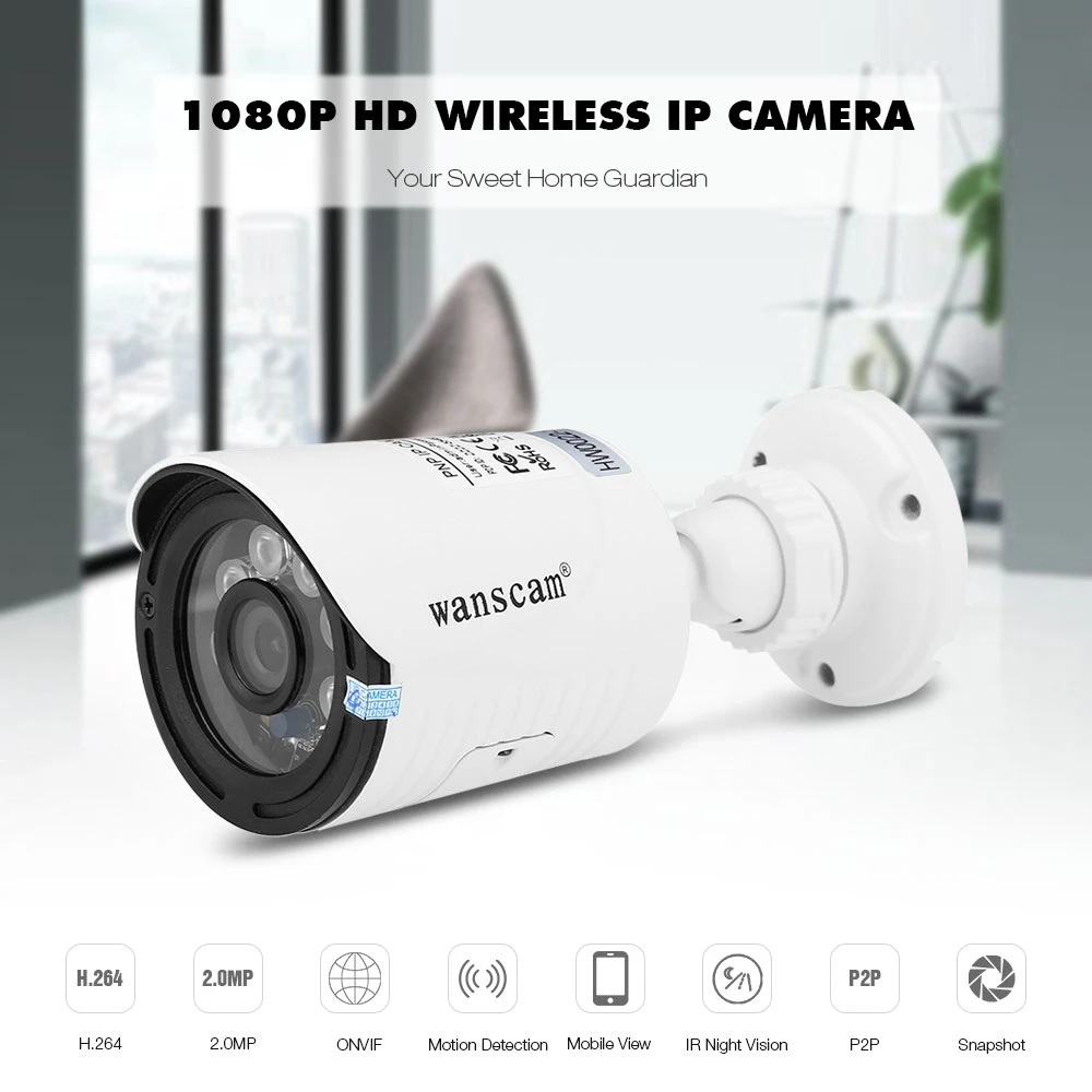 Hot! Wanscam HW0022 1080P 2MP Bullet Camera IP66 Waterproof WiFi IP ...