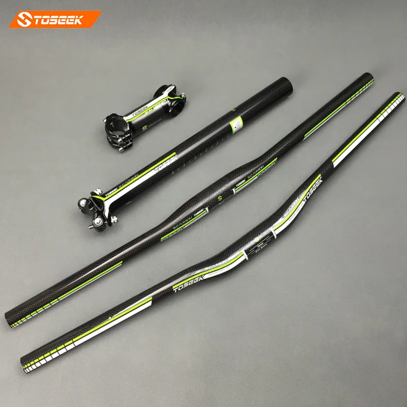 Toseek Carbon Fiber MTB Bicycle Parts Set Carbon Flat or Riser ...