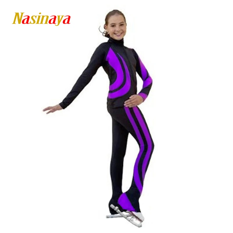Figure-Skating-Training-Suit-Girl-Show-Jacket-Set-Black-Thin-Nylon ...