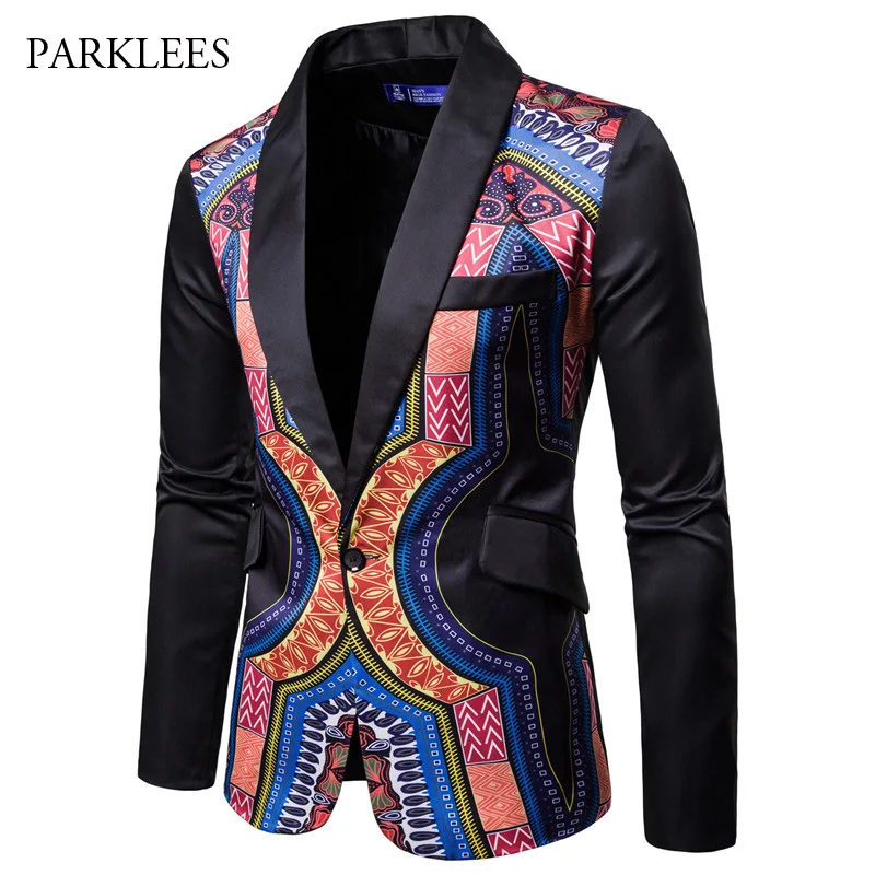 Dashiki African Style Suit Blazer Men 2018 New Brand Black Single ...