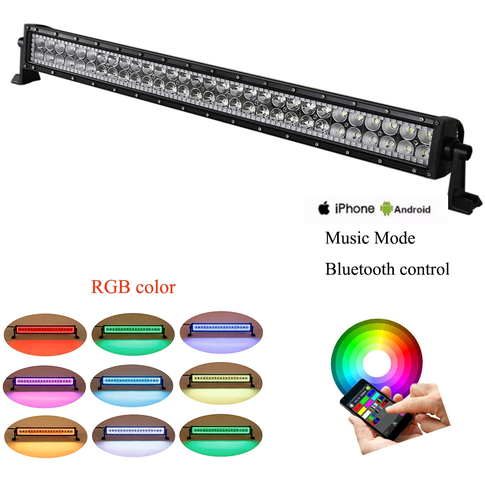 Nicoko Straight 32"180W RGB Halo Offroad LED Light Bar with Bluetooth ...