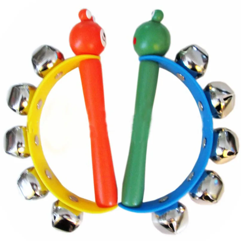 Cheap Cartoon High Quality Rattle Semicircle Hand Bells Animal Wooden ...