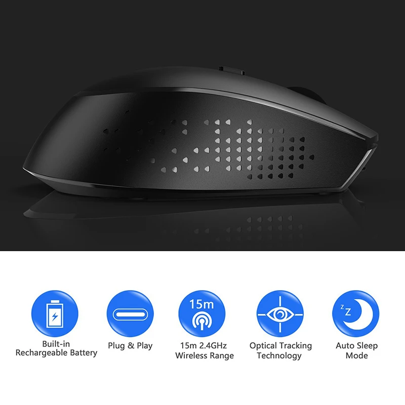 Jelly Comb 2.4G USB Type C Wireless Mouse Rechargeable Ergonomic Mouse ...