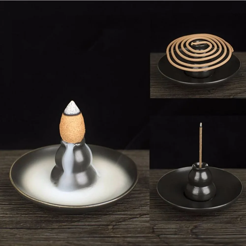 Quemador de incienso multifuncional estilo calabaza, conos de cerámica ...