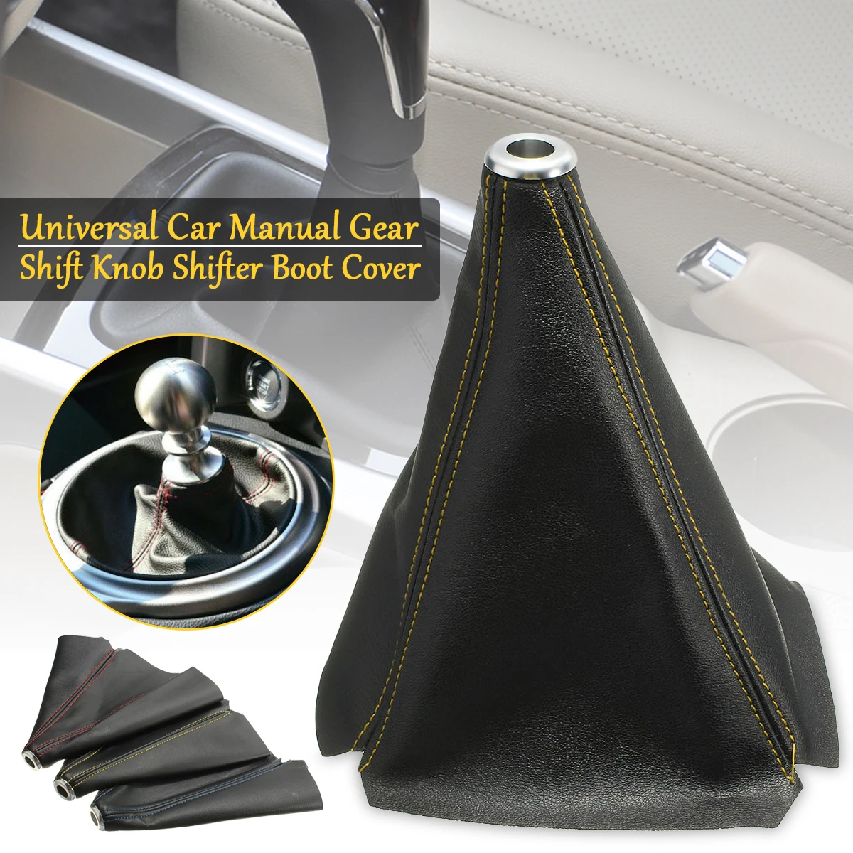 Shift Knob Gti Universal Car Gear Shift Collars Knob MT/AT PVC Shifter ...