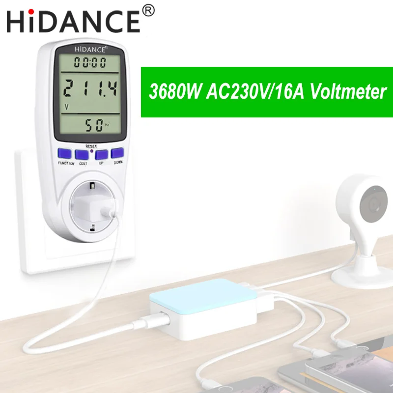 HiDANCE medidor de potencia AC 220 v digital vatímetro medidor de ...
