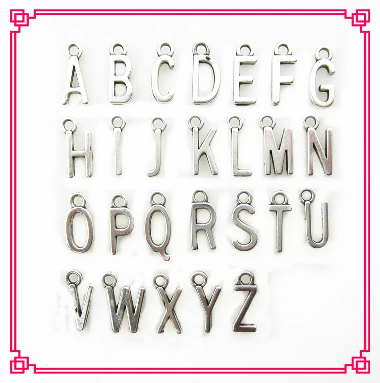 New arrive 130pcs/lot silver A Z alphabet letter dangle charms living ...
