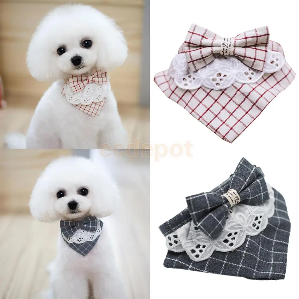 Cotton Pet Puppy Dog Cat Triangle Tie Bib Plaid Scarf Saliva Towel ...