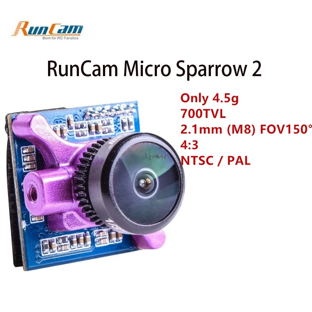 2018 New RunCam Micro Sparrow 2 integrated OSD 4:3 PAL 2.1mm Lens FOV ...