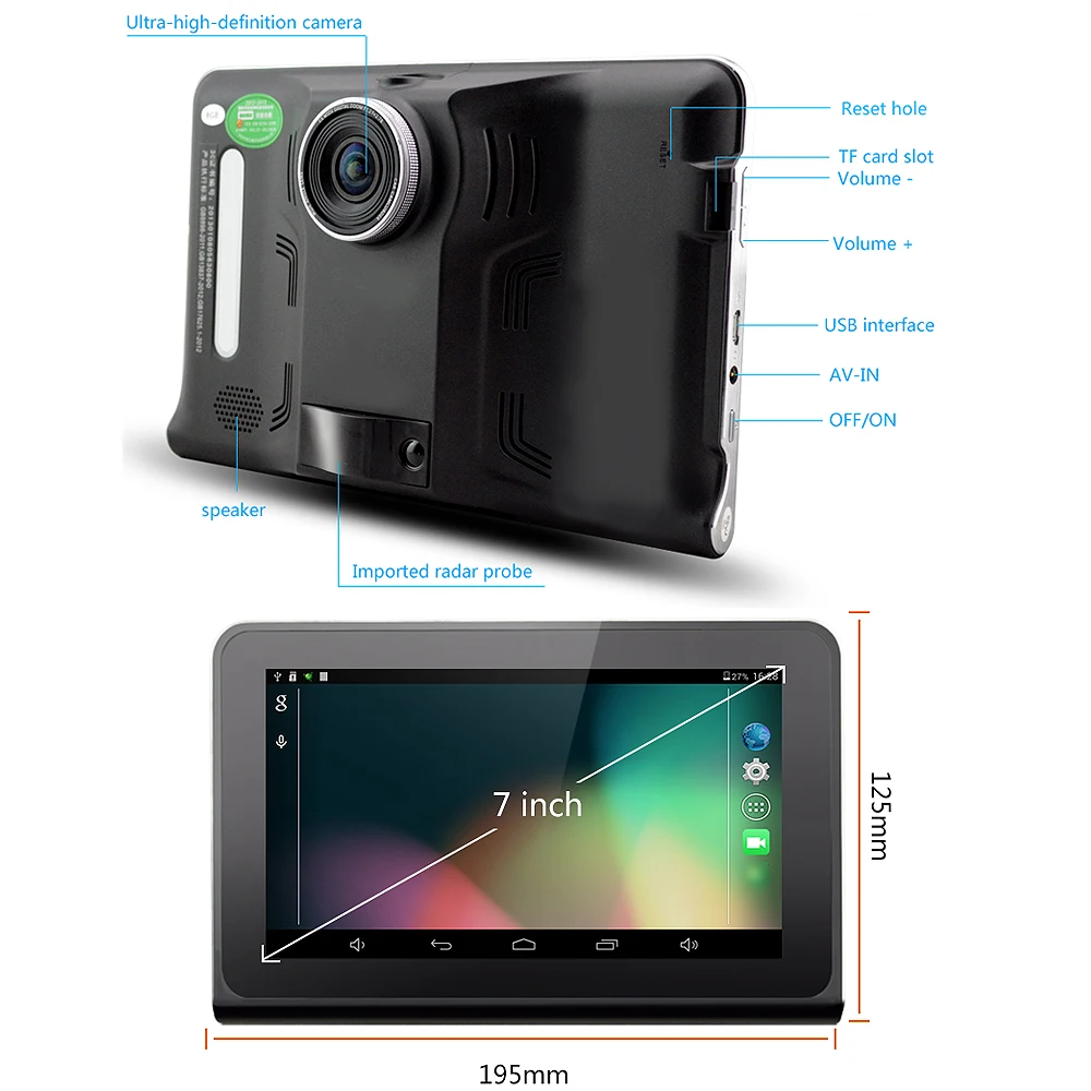 Купить junsun 7-дюймовый автомобильный ГПС-навигатор на Android 4.4 ...