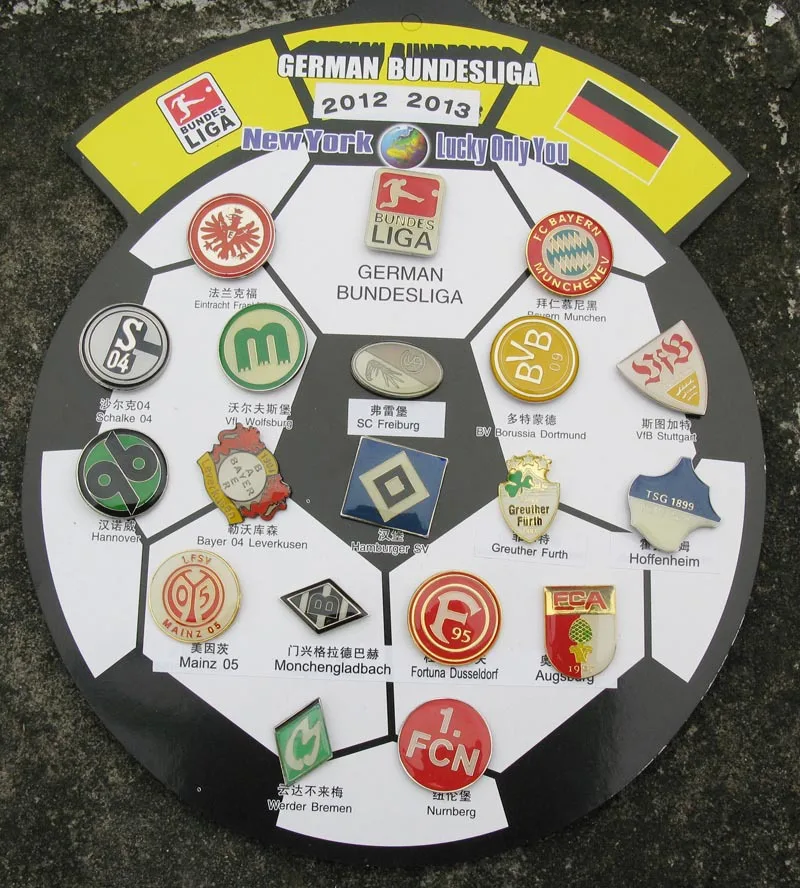 2012-2013 Deutschland Bundesliga Set of 19 pcs Metal Pins German Football League Badges Soccer ...