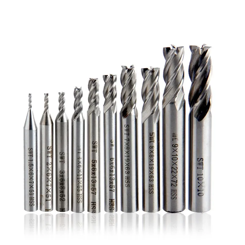 Milling Cutters 1.5-12mm Hss-al 4 Flutes Cnc Cutter Sets Straight Shank ...
