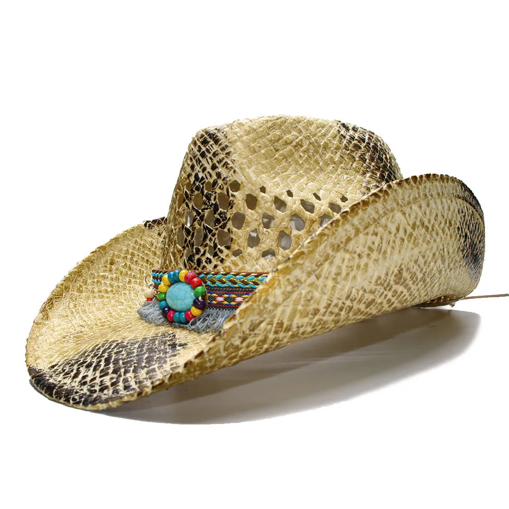 LUCKYLIANJI Women's Men's Summer Straw Beach Cowboy Western Cowgirl ...