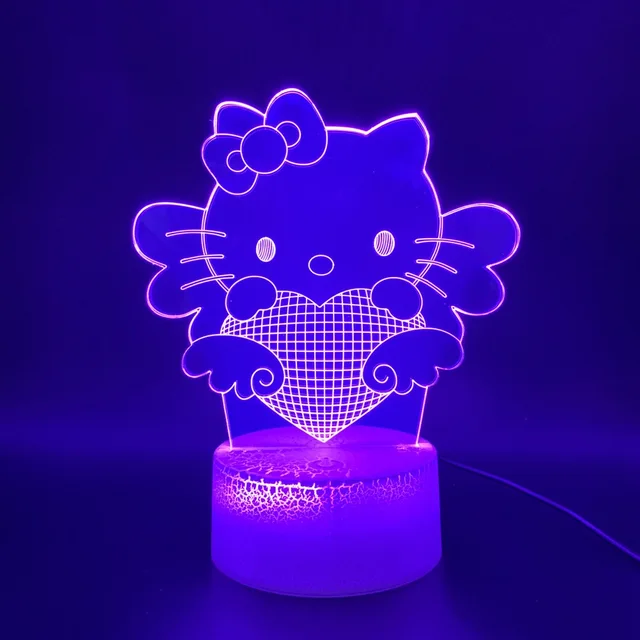3d Led Night Light Lamp Cute Hello Kitty Nightlight for Baby Bedroom ...
