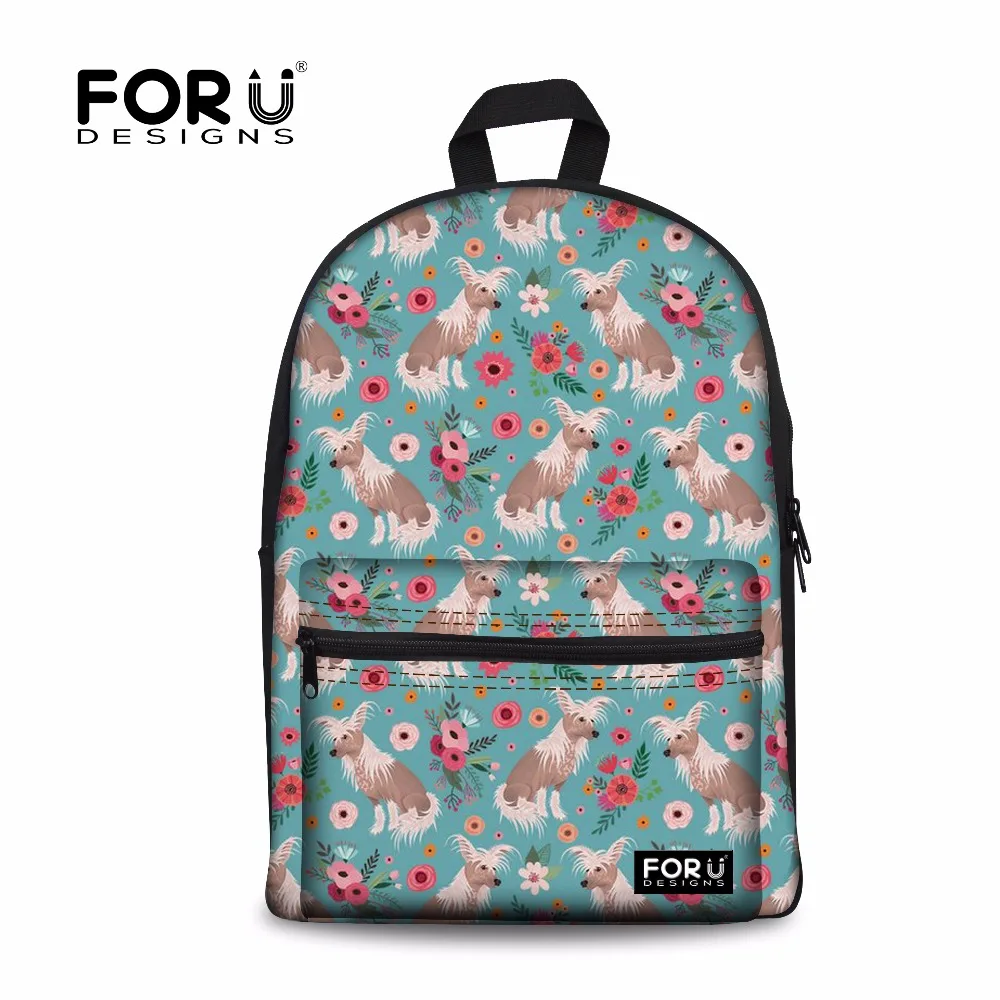 Buy Forudesigns Women Canvas Backpack Chinese Crested