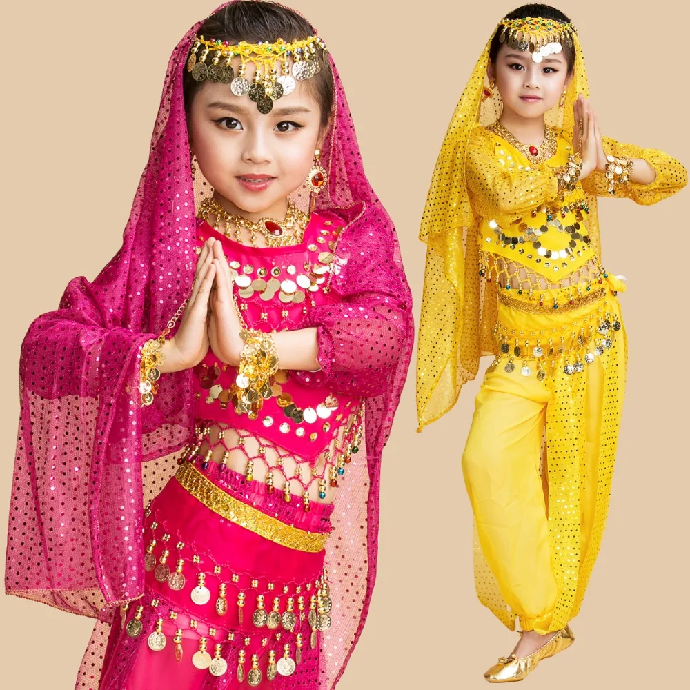 S/M/L/XL Children's Indian Belly Dance Costume Long Sleeve Clothing ...