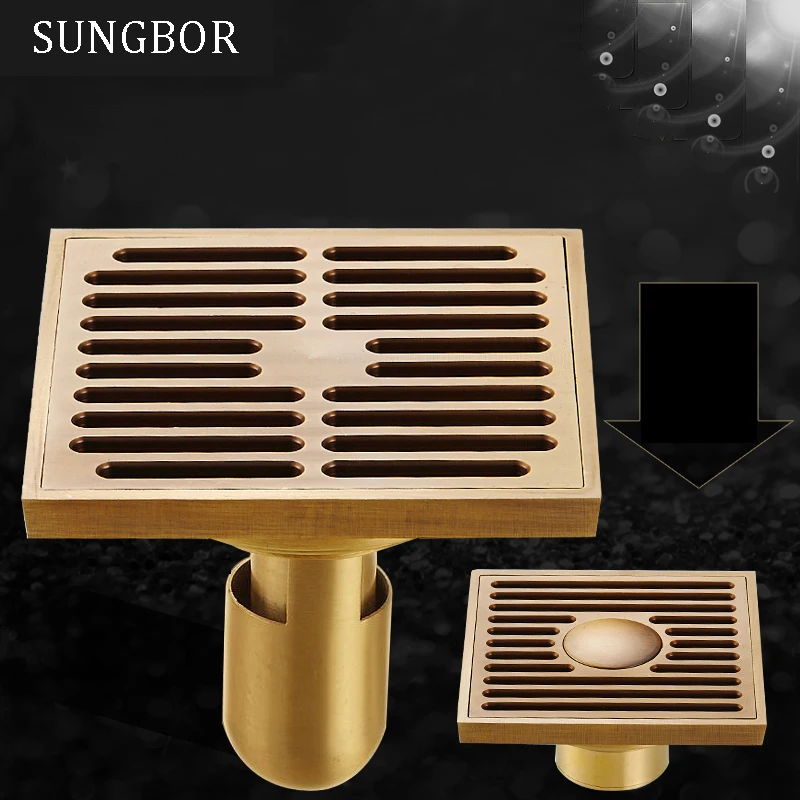10cm*10cm Euro Style Antique Brass Deodorant Square Floor Drain ...