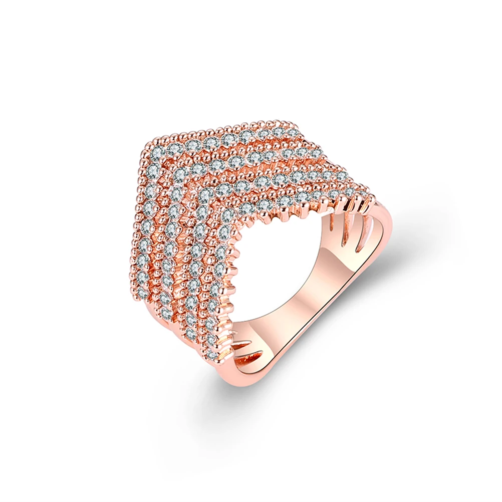 Glitter Rhinestone Rings Women Stylish Alloy Zircon Rings for Wedding ...