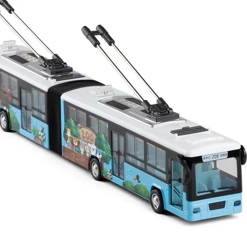 Trolleybus binodal bus 1:32 alloy pull back model toys diecast metal ...