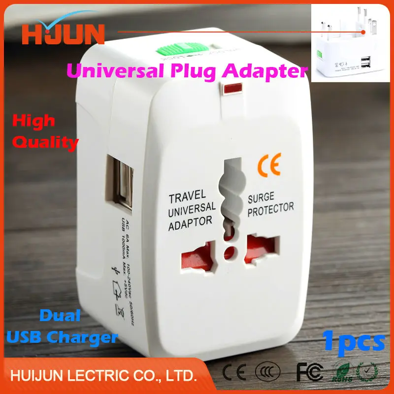 1Pcs Dual USB Charger Universal International Power Plug Adapter Socket ...