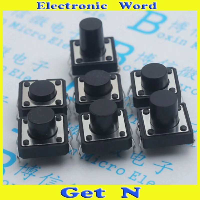 50pcs 12*12*6 Tact Switch Small Switch with Pins Push Button Micro ...