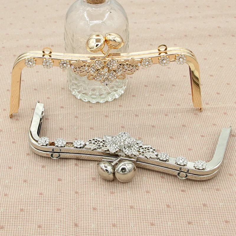 20 CM Gold Silver Color Crystal On Surface Metal Purse Frames Bag ...