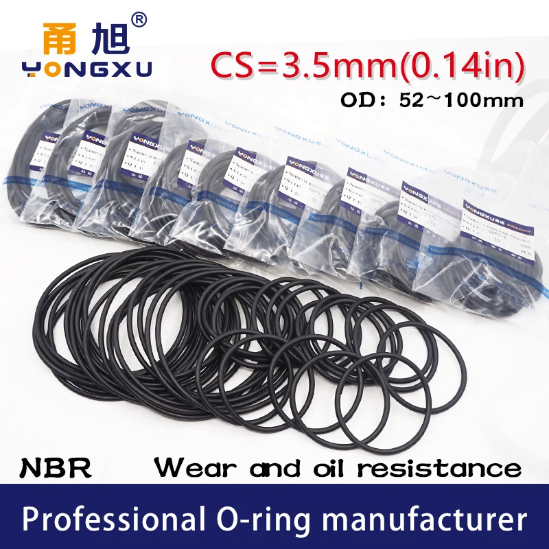10PCS/Lot Black NBR Sealing O Ring CS3.5mm OD52/55/56/57/58/60/65/70/75 ...