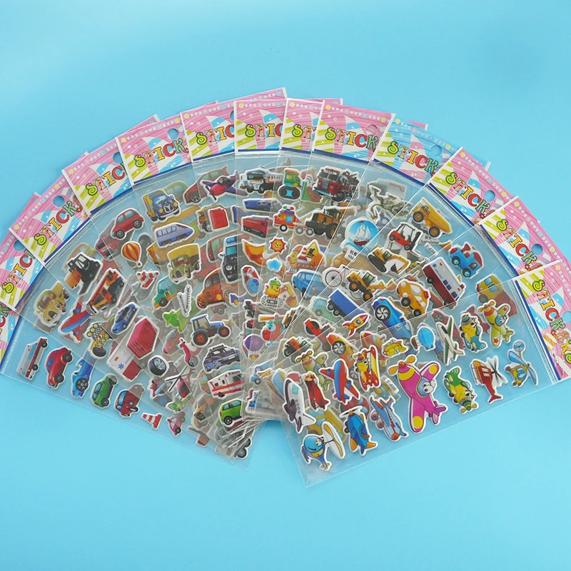 13 Pcs/lot Cartoon Vehicles Puffy Stickers 3D Transport Tool Car Truck ...