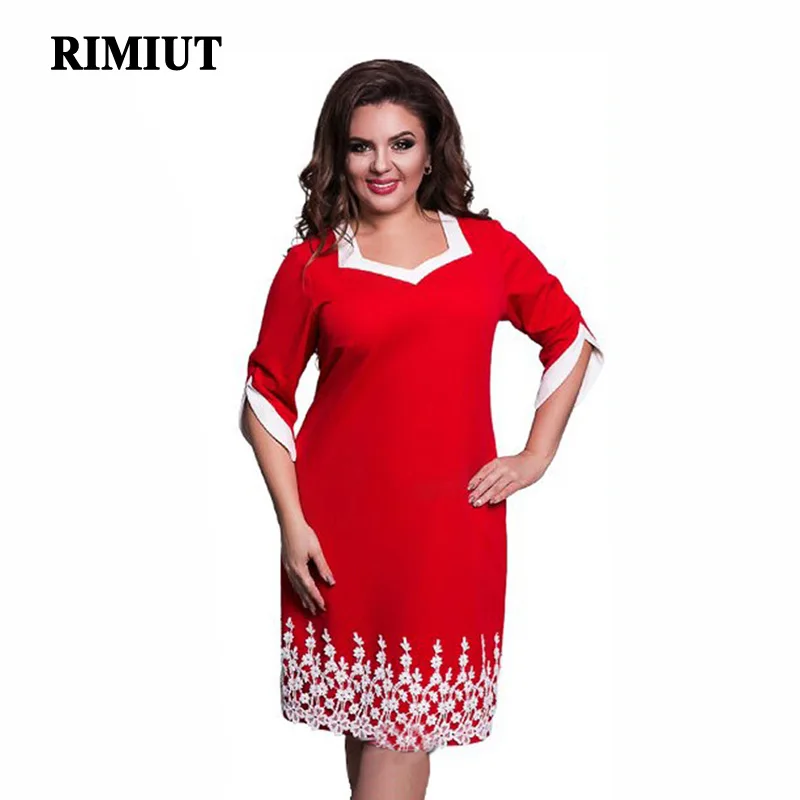 Rimiut Big size 6XL 5XL Fat MM Woman Summer Dress A line Square collar ...
